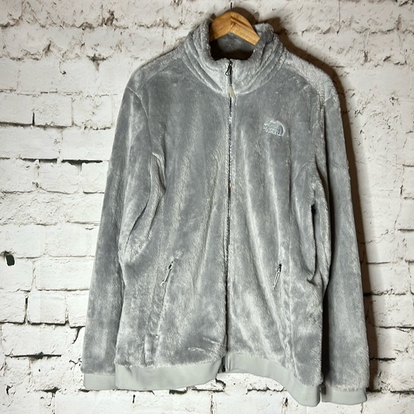The North Face | Jackets & Coats | The North Face Womens Grey Fuzzy Zip ...